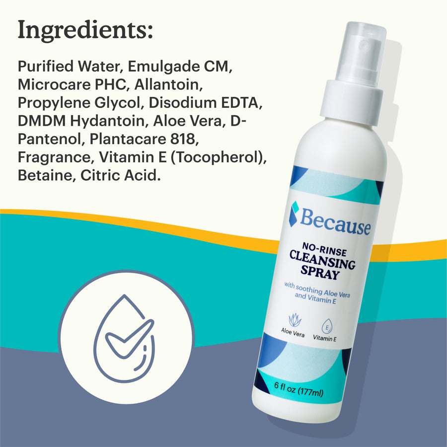 No-Rinse Cleansing Spray for Incontinence & Irritation | Because Market